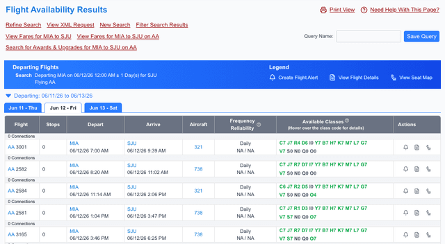 Check Flight Availability & Fare Class Inventory | ExpertFlyer